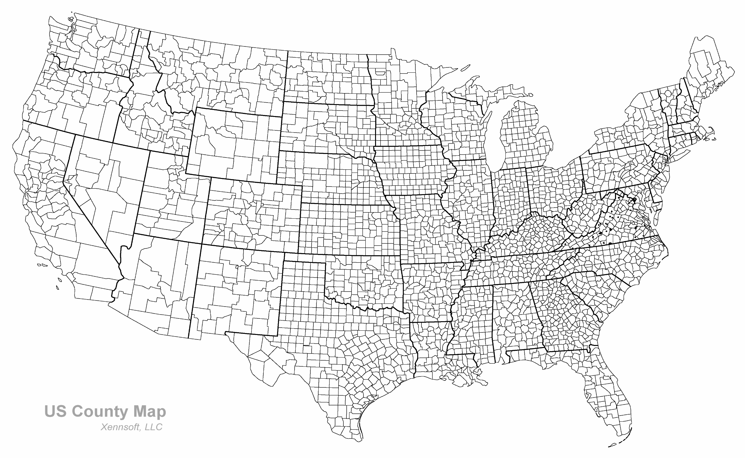 Us County Map Printable